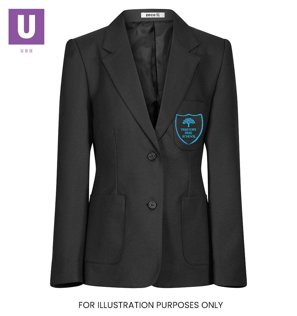 Treetops Free School Girls Fitted Eco Blazer with logo – Uniforms By Niki